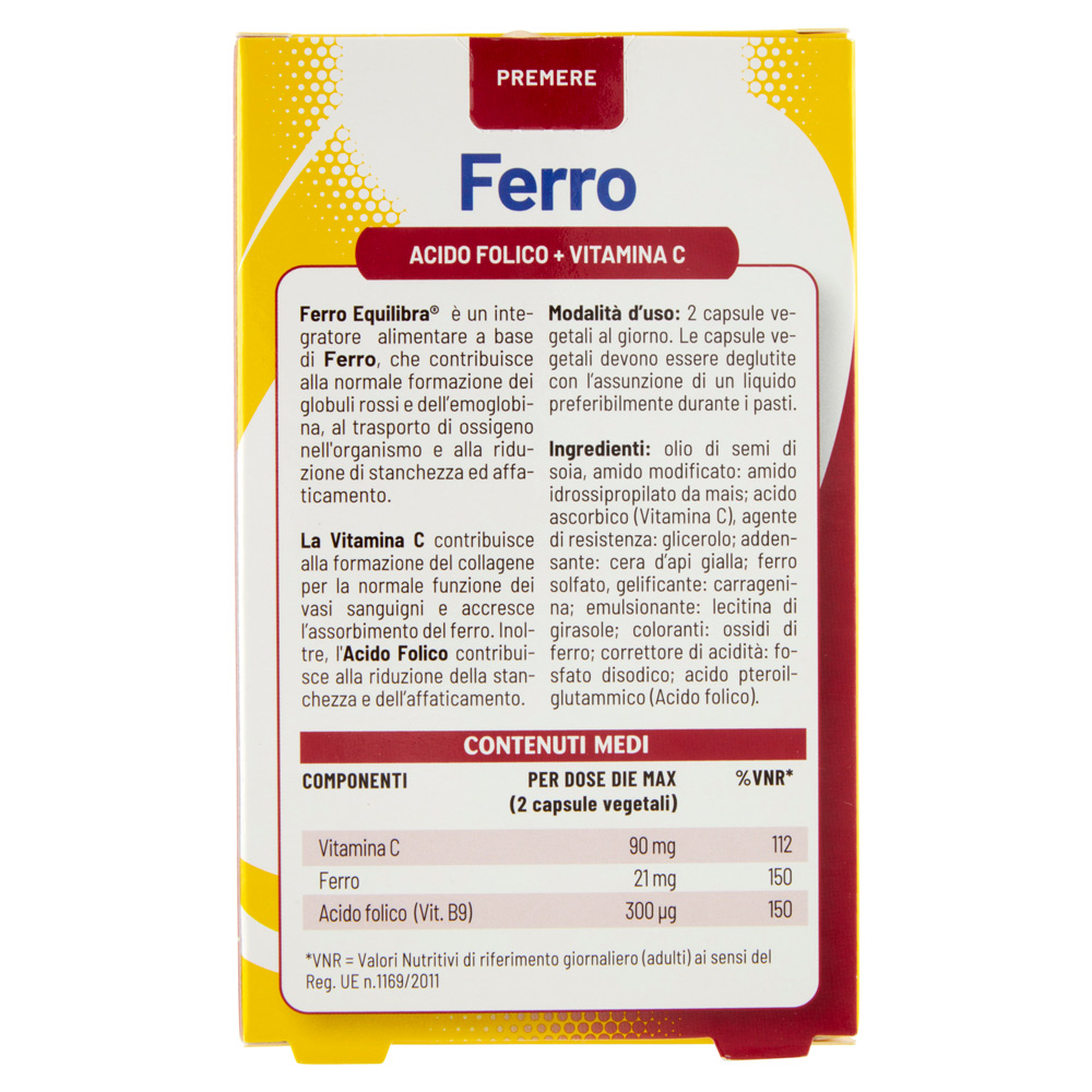 Ferro, vitamina C, acido folico integratore - Equilibra